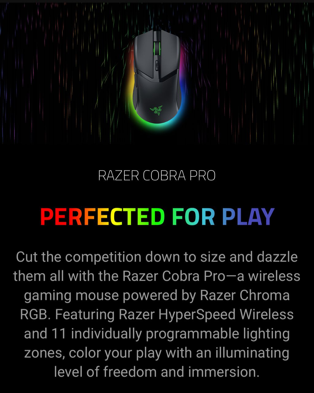Razer Cobra Pro Hyperspeed Wireless Gaming Mouse | Chroma RGB | Optical ...