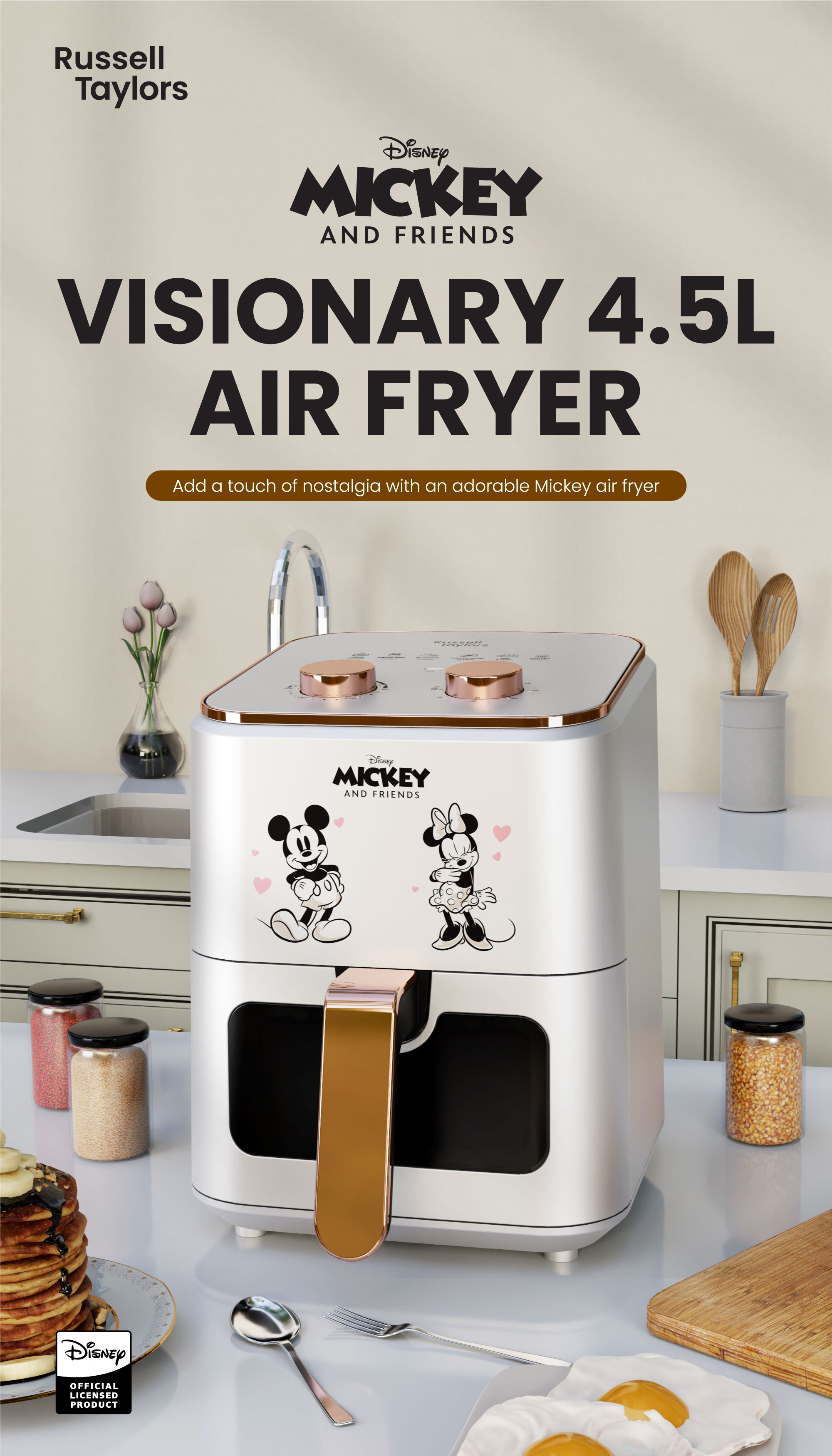 Russell Taylors x Disney Mickey And Friends Retro Air Fryer (4.5L) Z3 ...