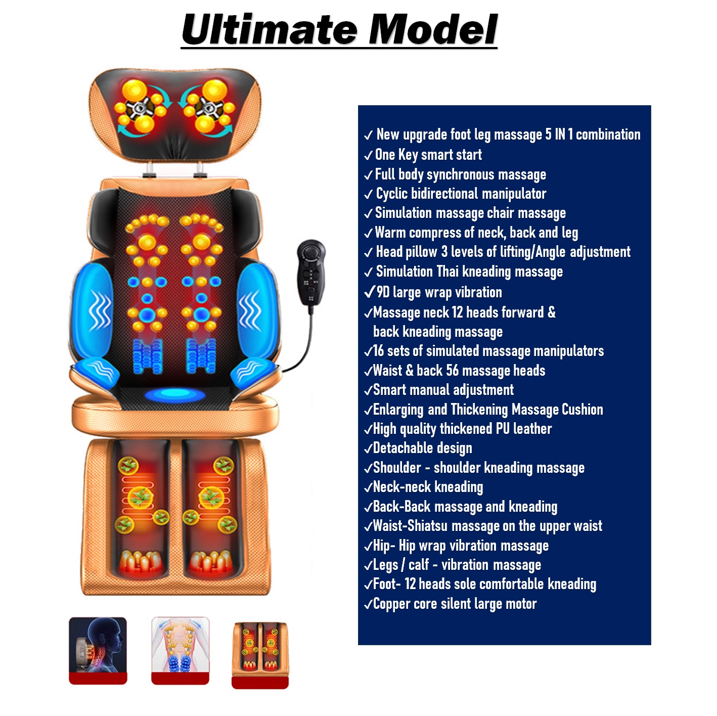 Upgrade Electric Full Body Massage Chair Neck Back Waist Leg Massager ...