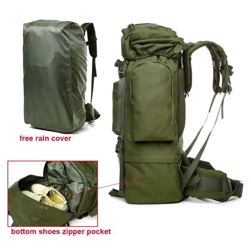 80L Large Capacity Waterproof Beg Hiking Bag Military Backpack Daki ...