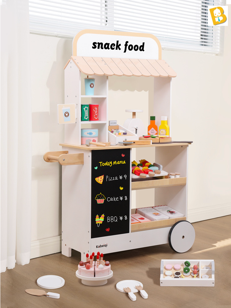 BabyBoss Wooden Fruit Snacks Food Cart Supermarket Push Cart Toy ...