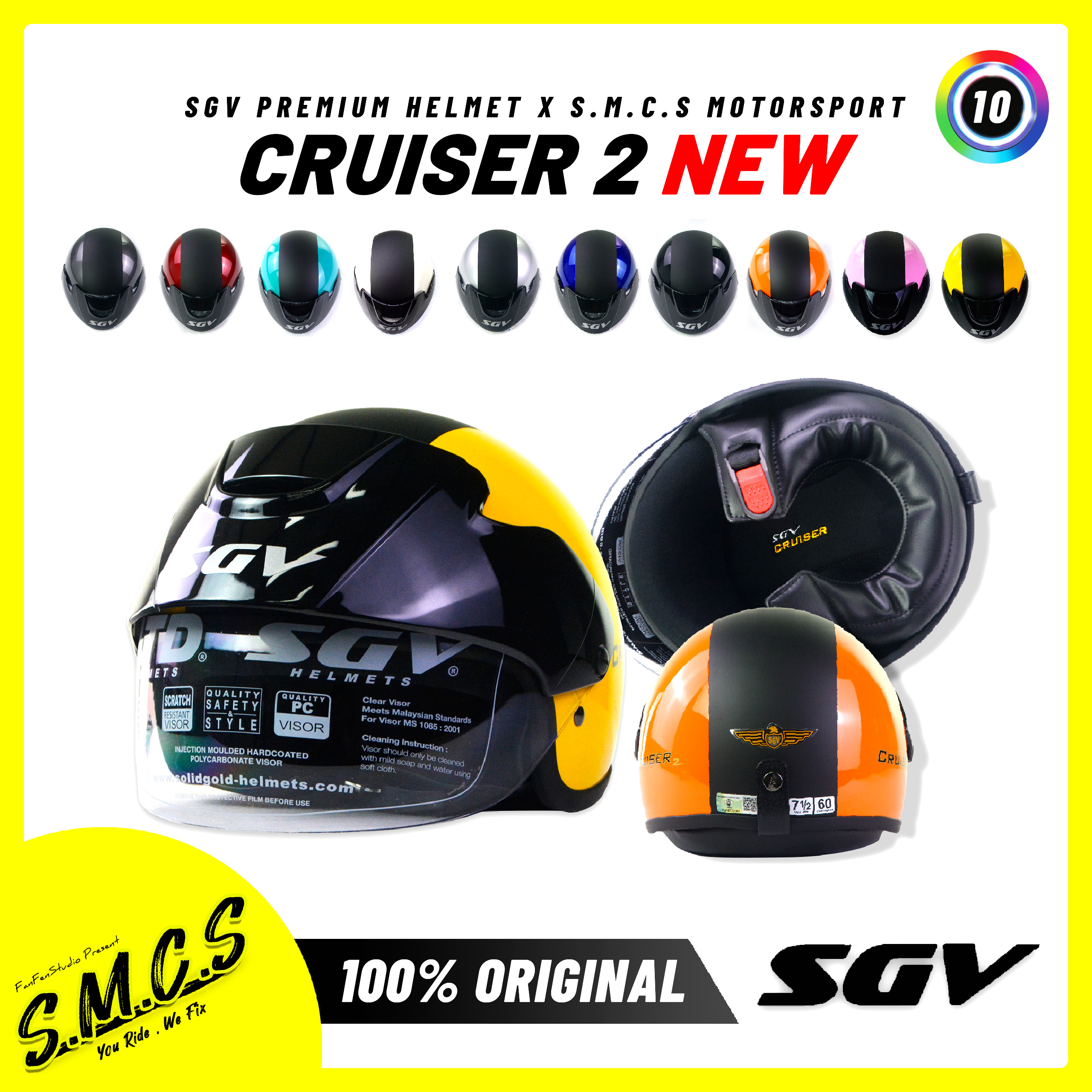 SGV Cruiser 2 Helmet Visorex Half Helmet Sirim Certified Topi Keledar ...