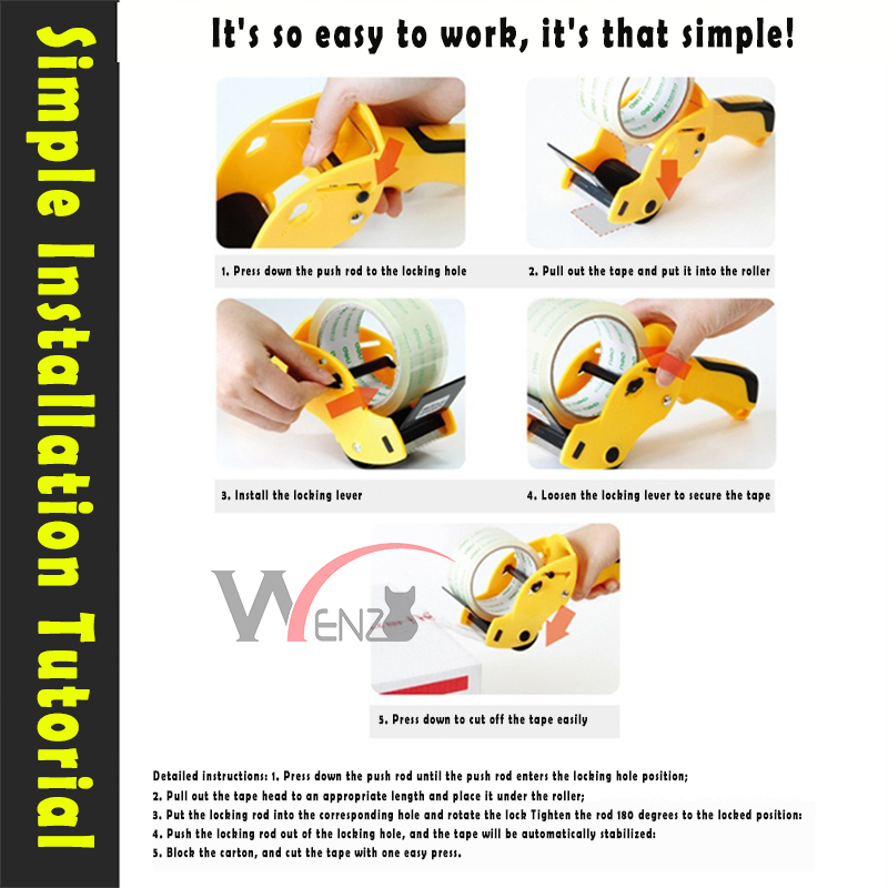 Deli Tape Cutter Dispenser Manual Sealing Device Baler Handheld Carton ...