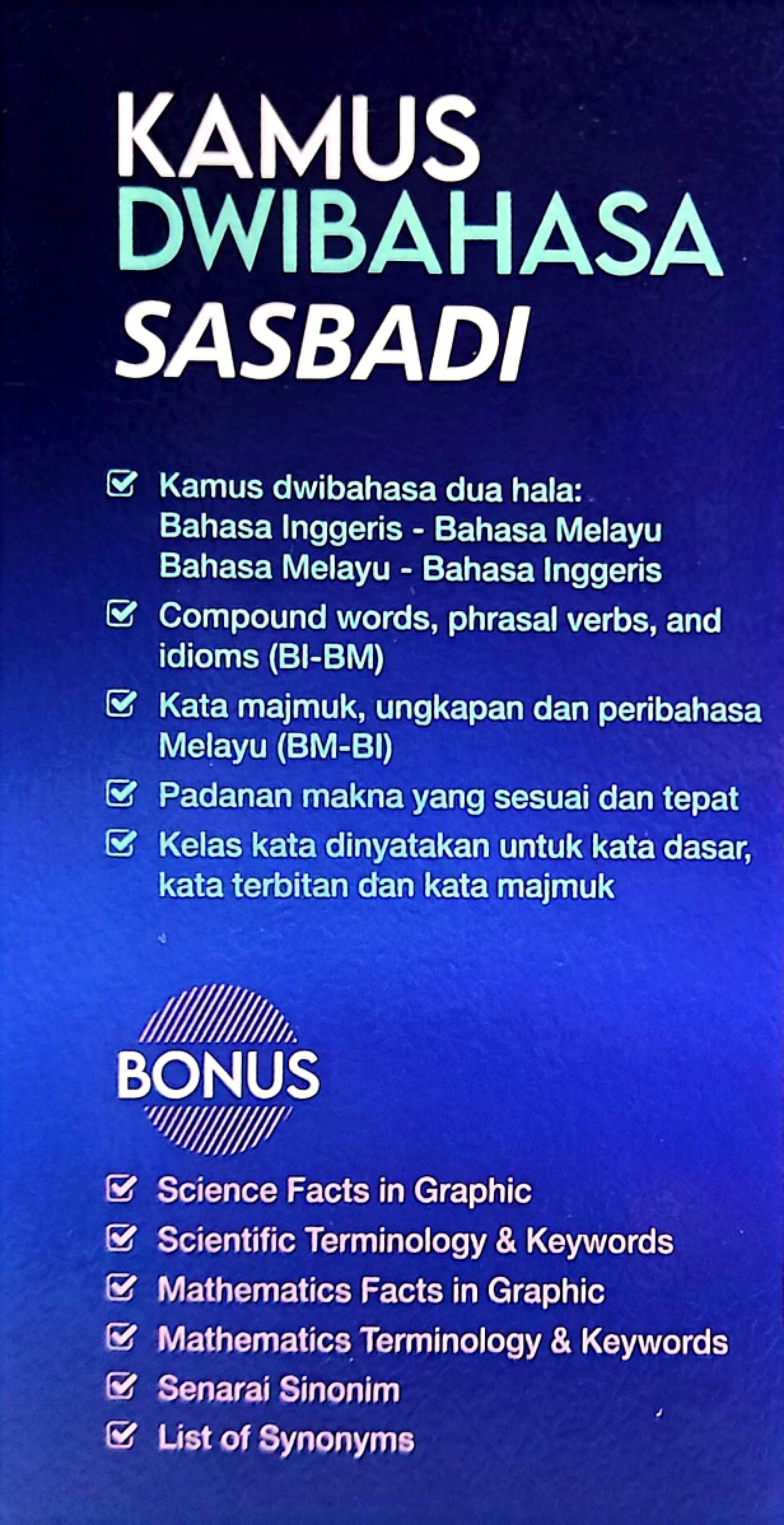 DICTIONARY - KAMUS DWIBAHASA SASBADI BI-BM & BM-BI (2023) | Shopee Malaysia