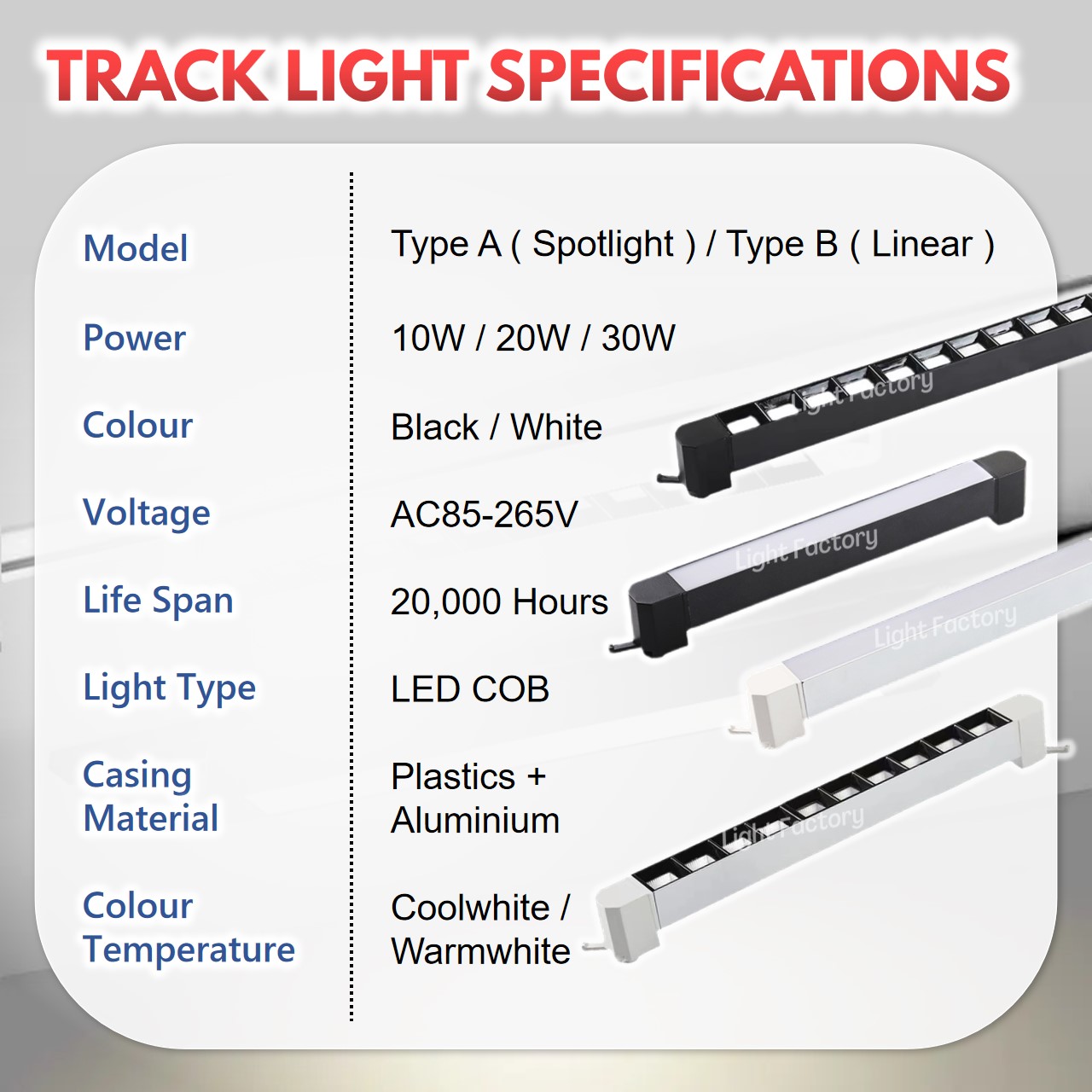 🔥NEW🔥Linear Led Track Light 10W 20W 30W Spotlight LED 1 Meter Track ...
