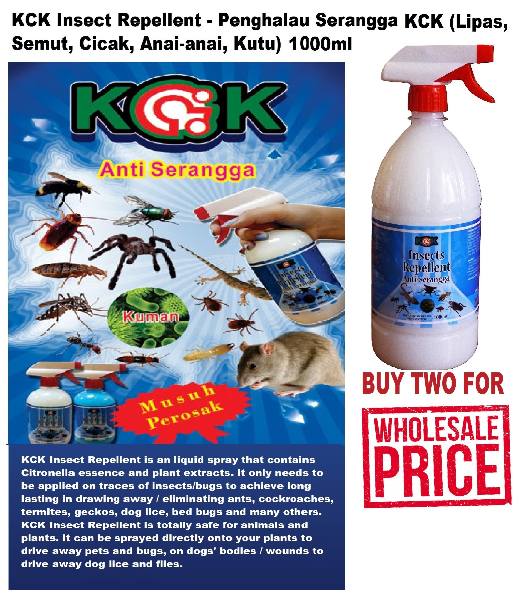 KCK Insect Repellent - Penghalau Serangga KCK (Lipas, Semut, Cicak ...