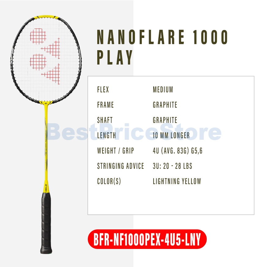 BPS Original Yonex Nanoflare 1000 Play Game Tour 1000Z Badminton Racket Racquet Frame 4U/G5 20 ...