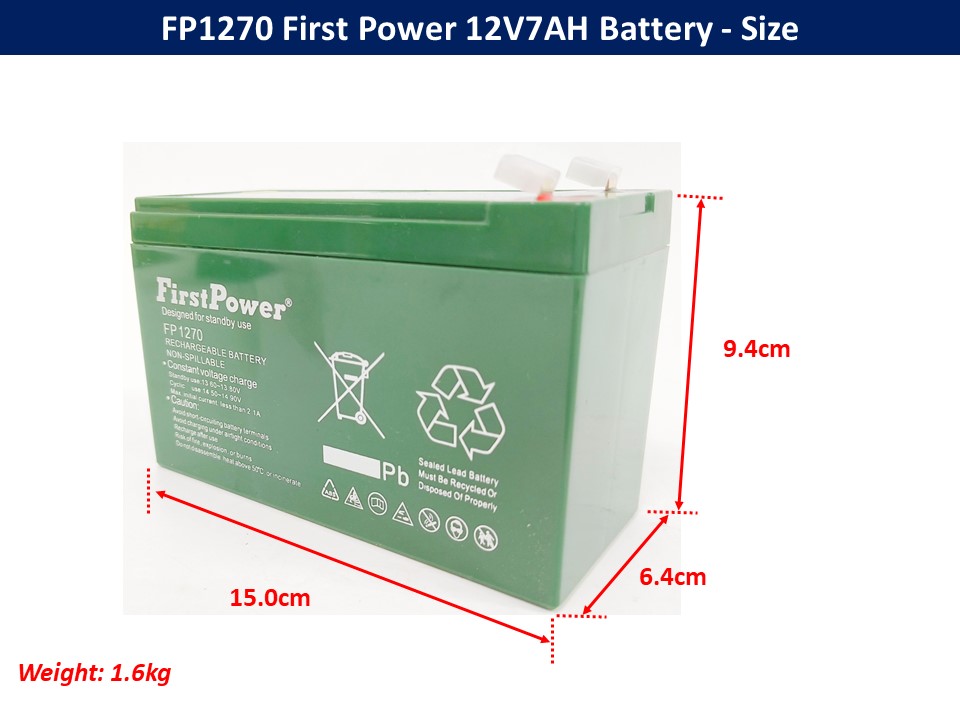 12V7AH Backup Battery - First Power FP1270 Rechargeable Seal Lead Acid ...