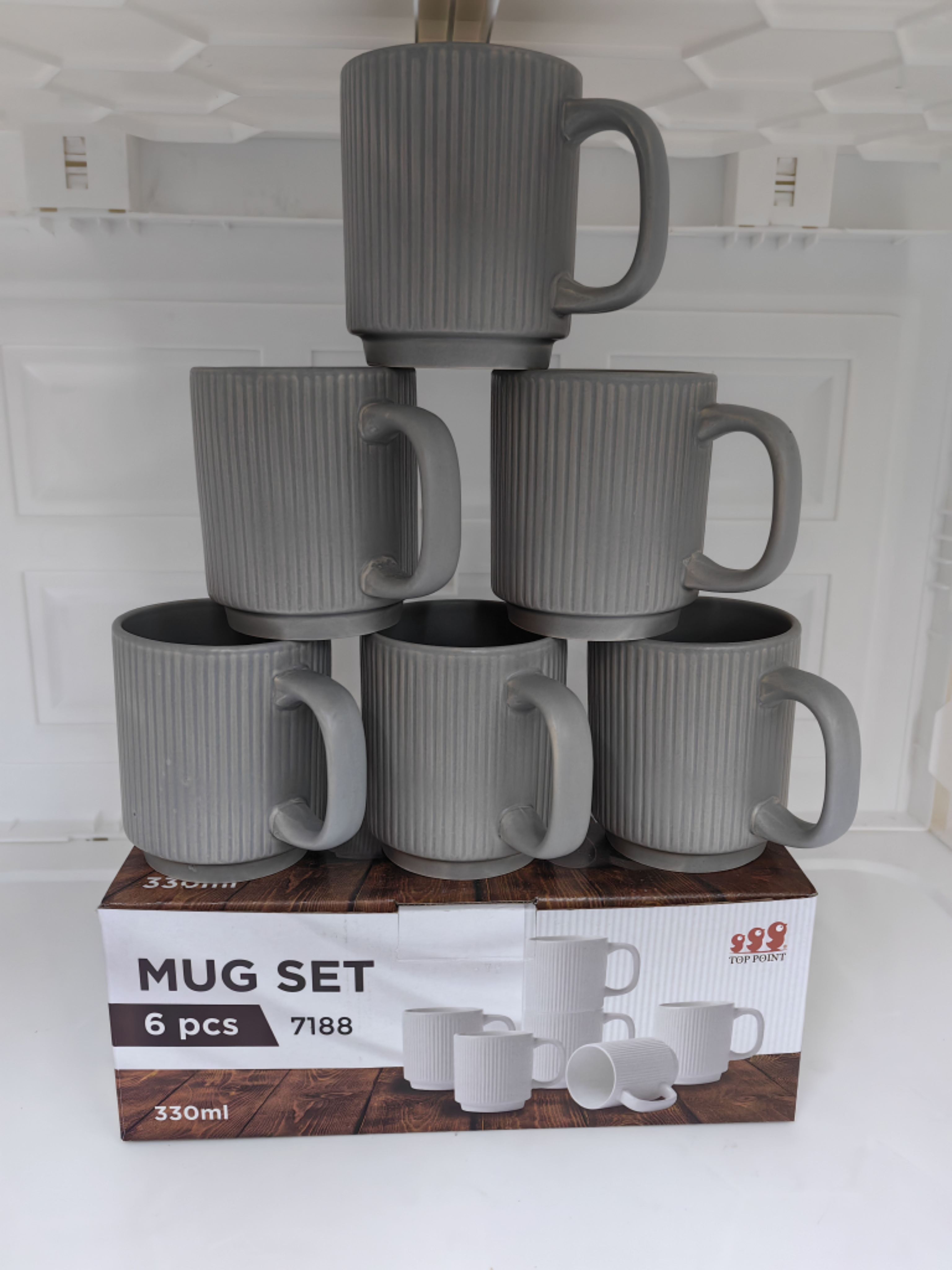 330ml Matte Mug Set 6Pcs in1 Colour Box 时尚瓷耳杯7188 Ceramic Mug 330ml ...