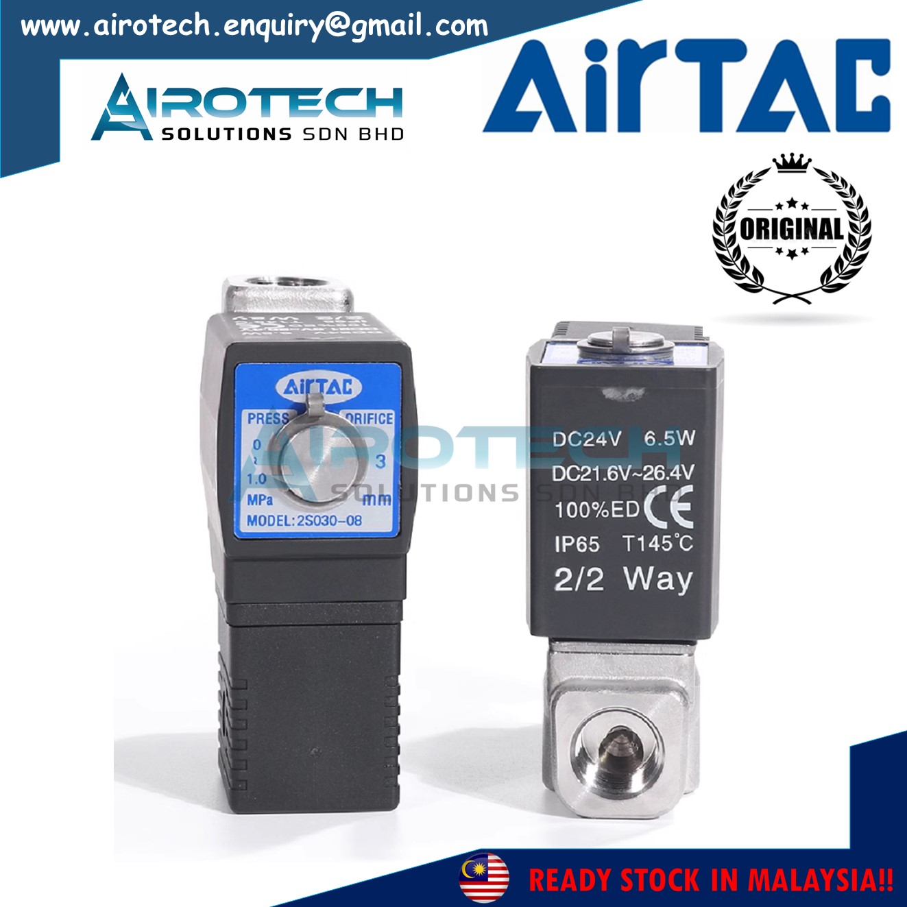 AirTAC Fluid Control Valve (2/2way) 2S Series Direct-acting and Normally Closed Stainless Steel ...