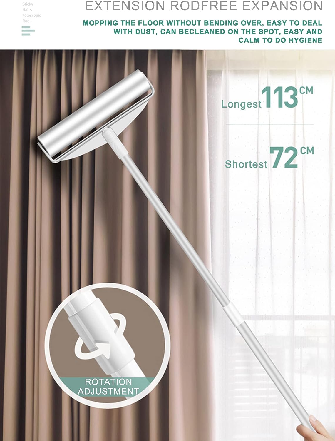 (F5) 24cm Lint Roller Pet Hair Sticky Roller Stickle Mop with ...