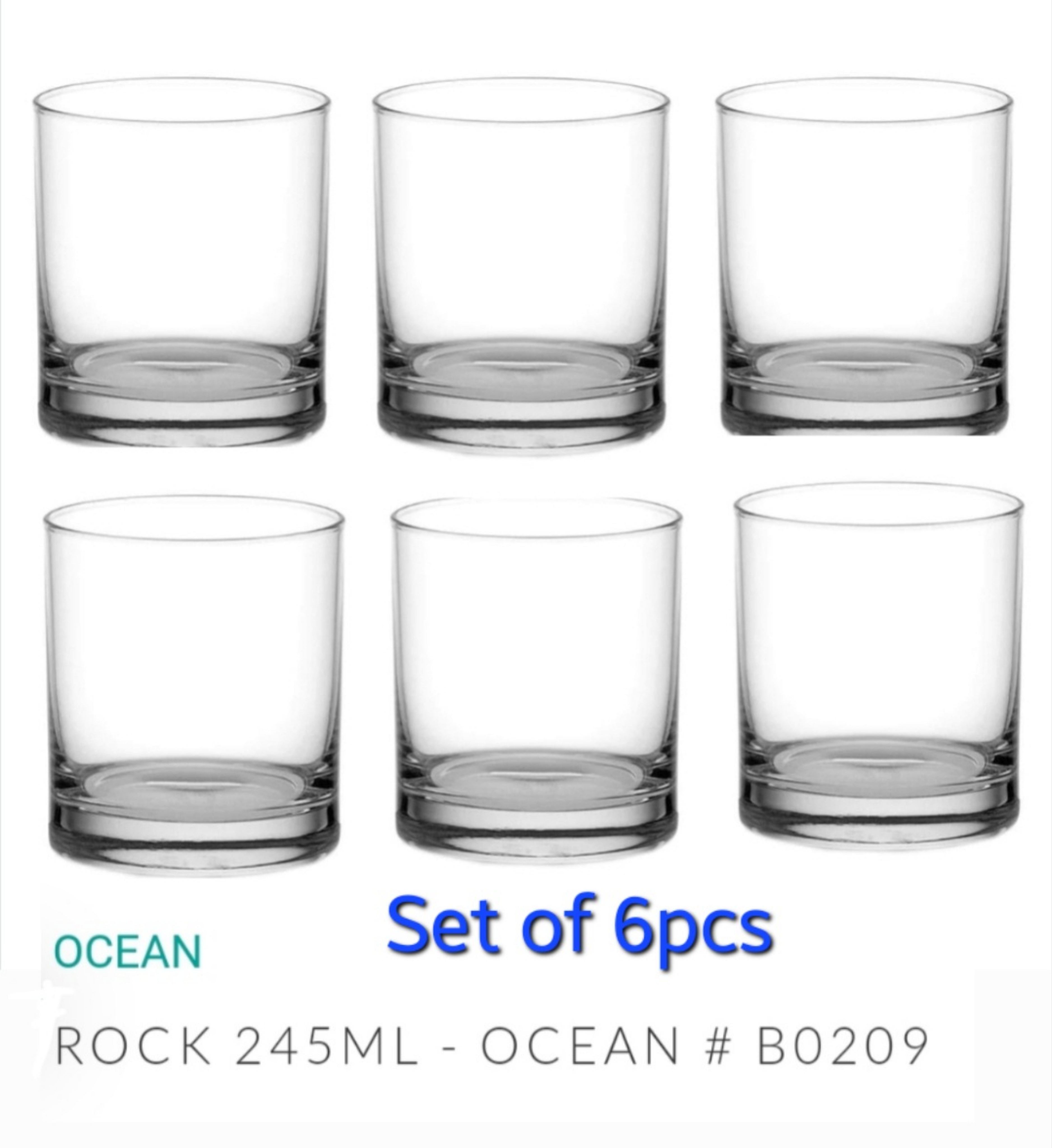 6pcs Ocean Rock Glass 245ml Tumbler 8oz Clear Cup Liquor Dinking Cawan Kaca Minum Cocktail Soft ...