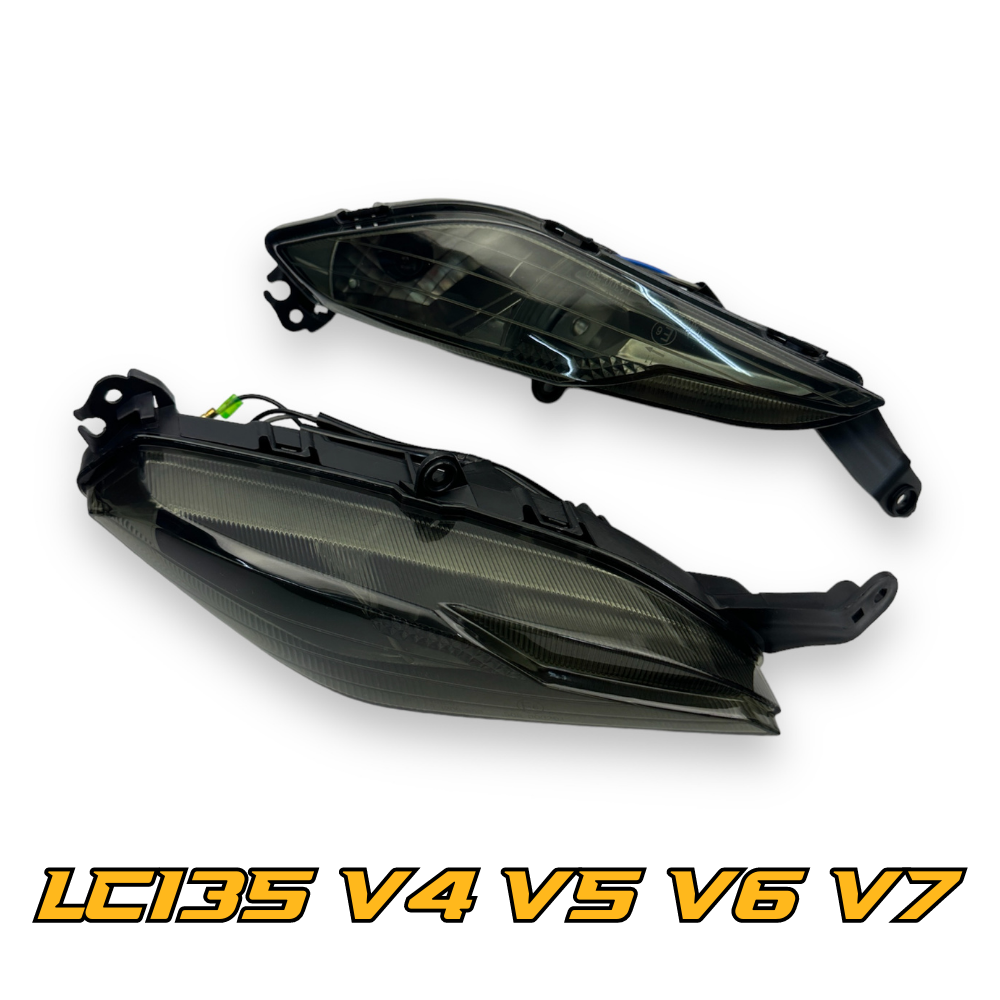 LC135 FRONT SIGNAL SET SMOKE TINTED SIGNAL DEPAN FRONT SIGNAL LAMP SIGNAL LIGHT LC 135 135LC V1 ...