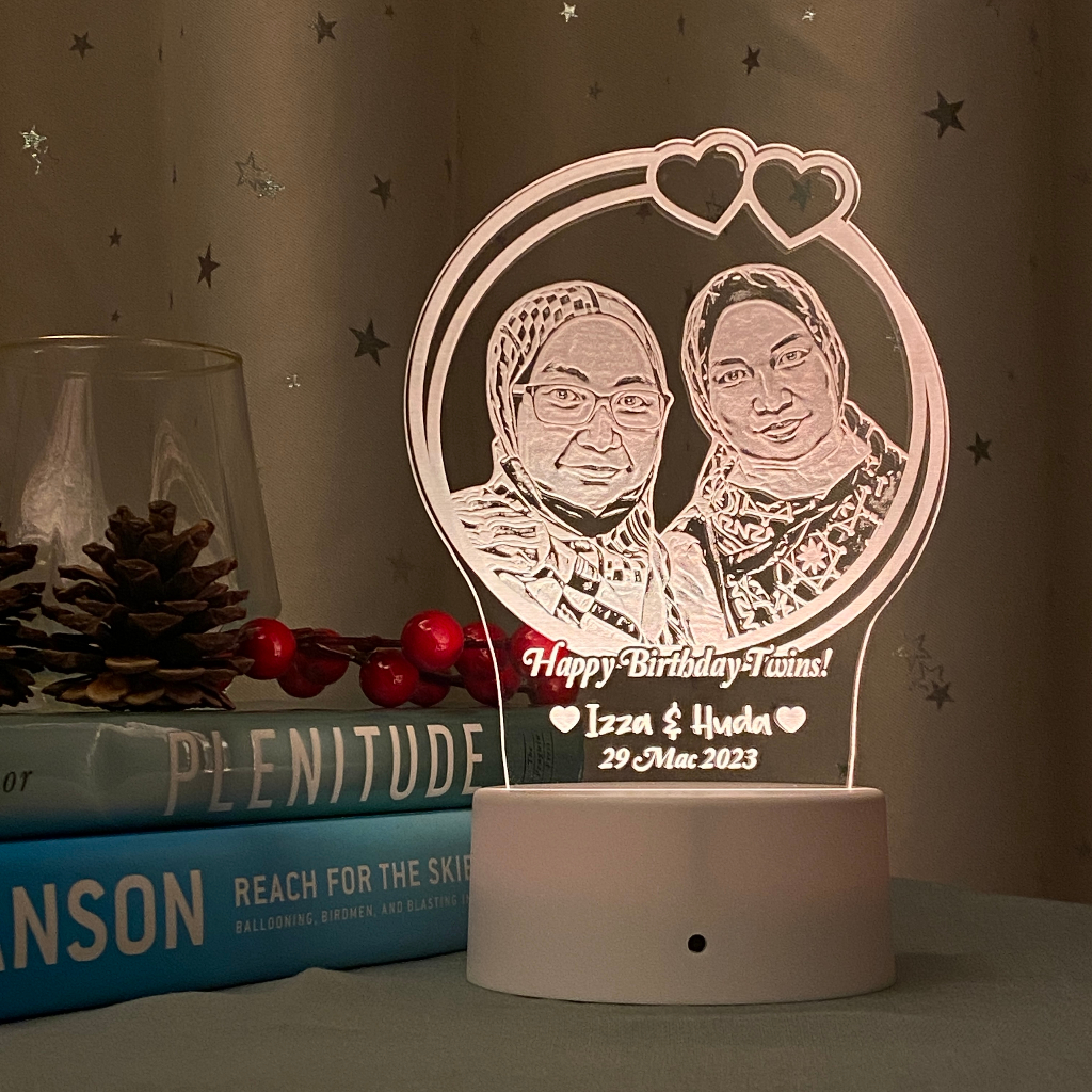 Personalised LED Night Lamp Light Gift For Birthday Wedding Anniversary ...