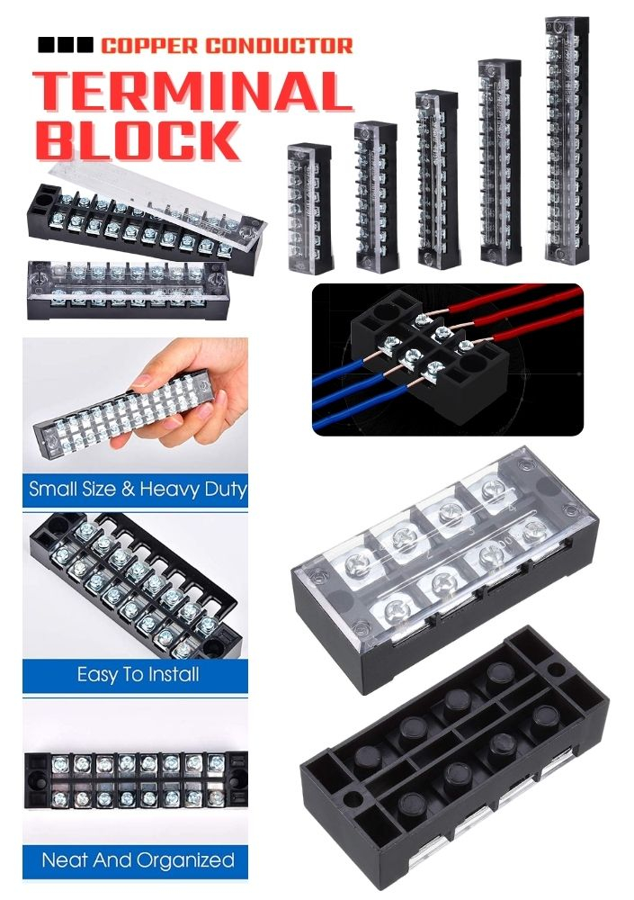 15A / 25A Terminal Block Wire Connector TB Dual Row Bus Bar Wire Amp ...