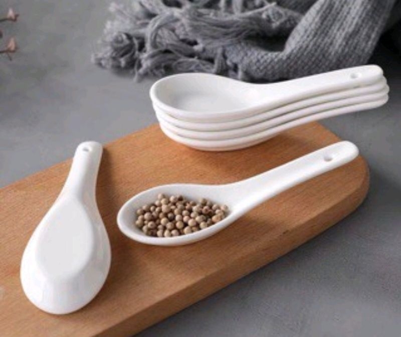 Soup Spoon Chinese Spoon Set 10pcs Sudu Sup Porcelain Pure White 湯匙湯勺 ...