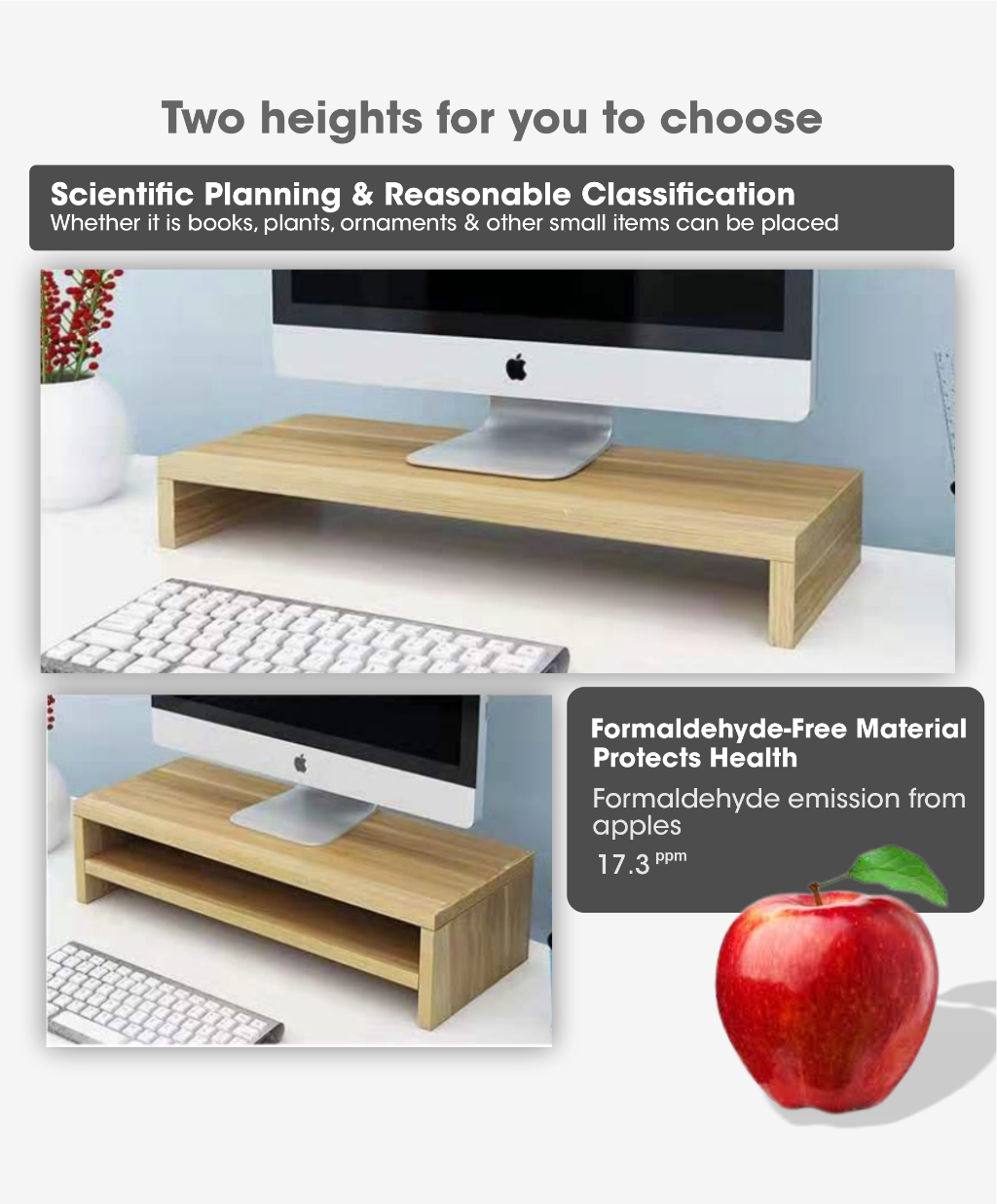 1/2 Tier Screen Monitor Shelf Computer Rack Monitor Stand Riser Monitor ...