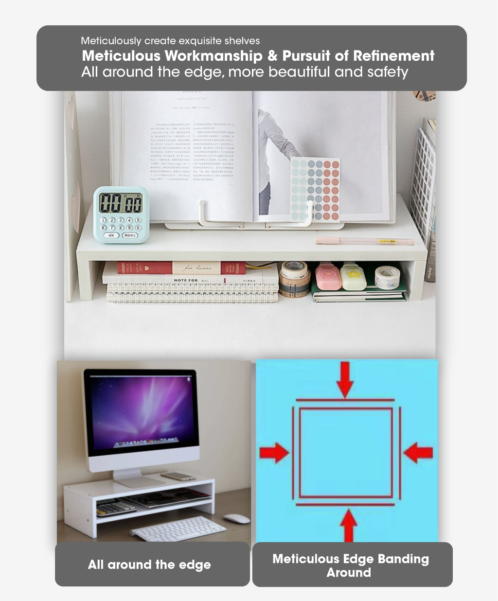 1/2 Tier Screen Monitor Shelf Computer Rack Monitor Stand Riser Monitor ...