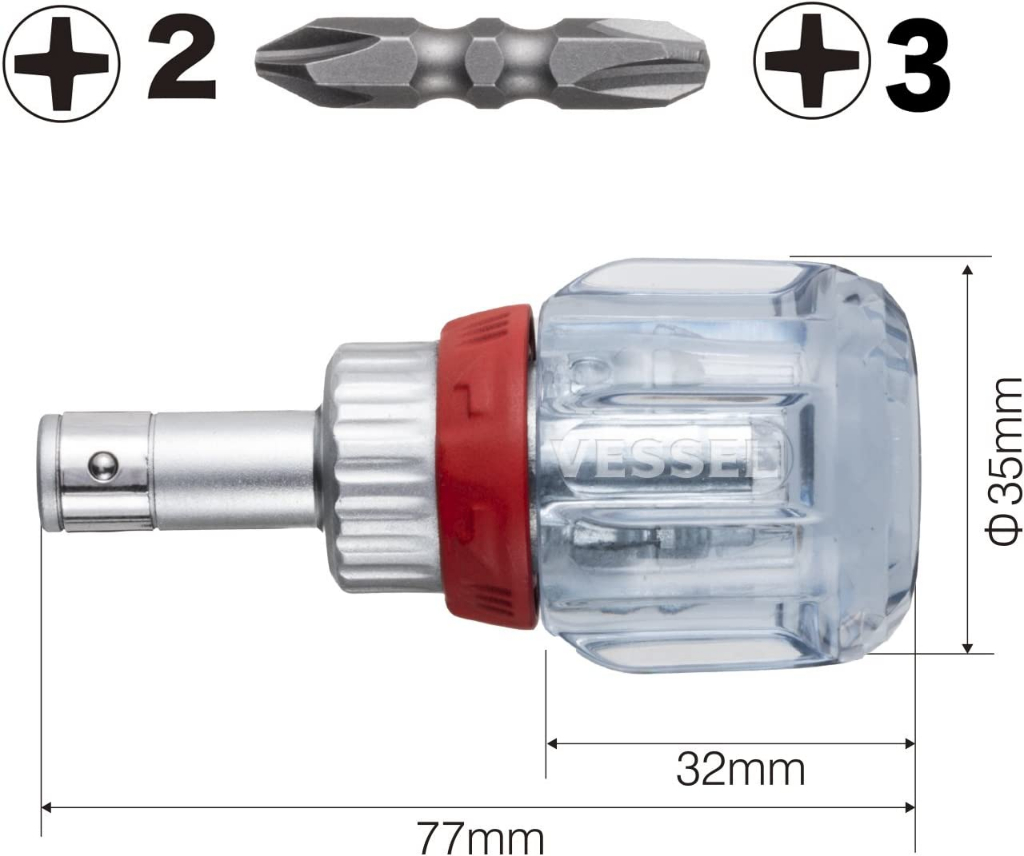 VESSEL Pemutar Skru Ratchet 72 Gear TD-6700W-23 – Jepun 72 Gears ...