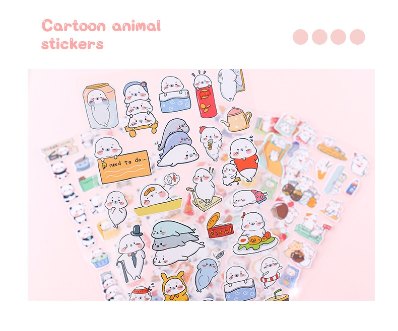 Cute Cartoon Animals Series Deco Stickers Sheet DIY Decorations Journal ...
