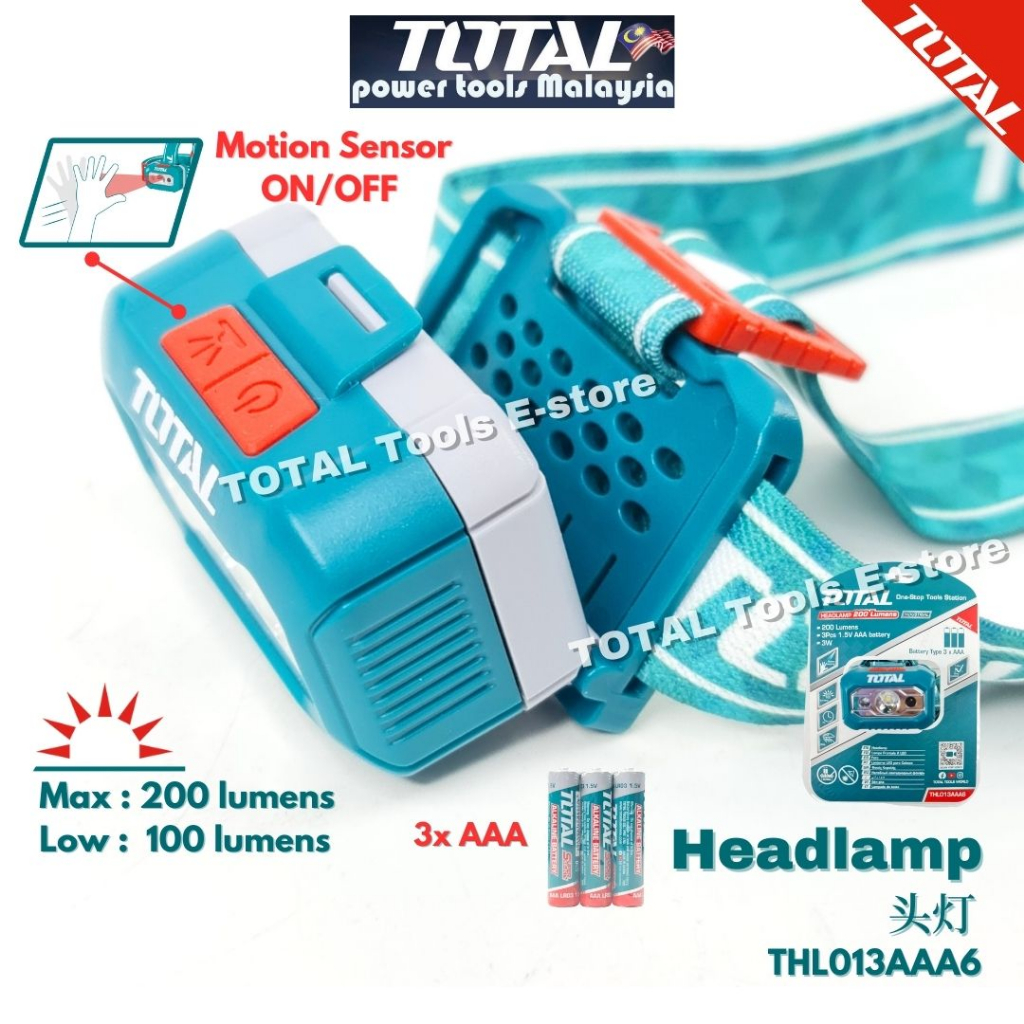 TOTAL Head Lamp / Touch light / Hands-free LED Headlamp Motion Sensor ...