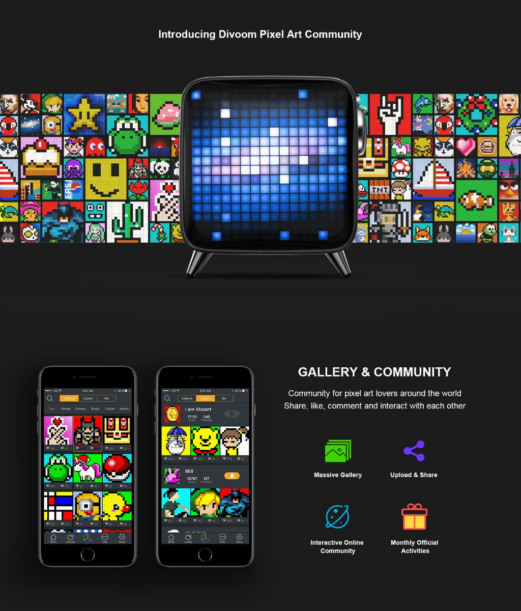 Divoo Tivoo Max Pixel Art Bluetooth Speaker | Social Media Notification ...