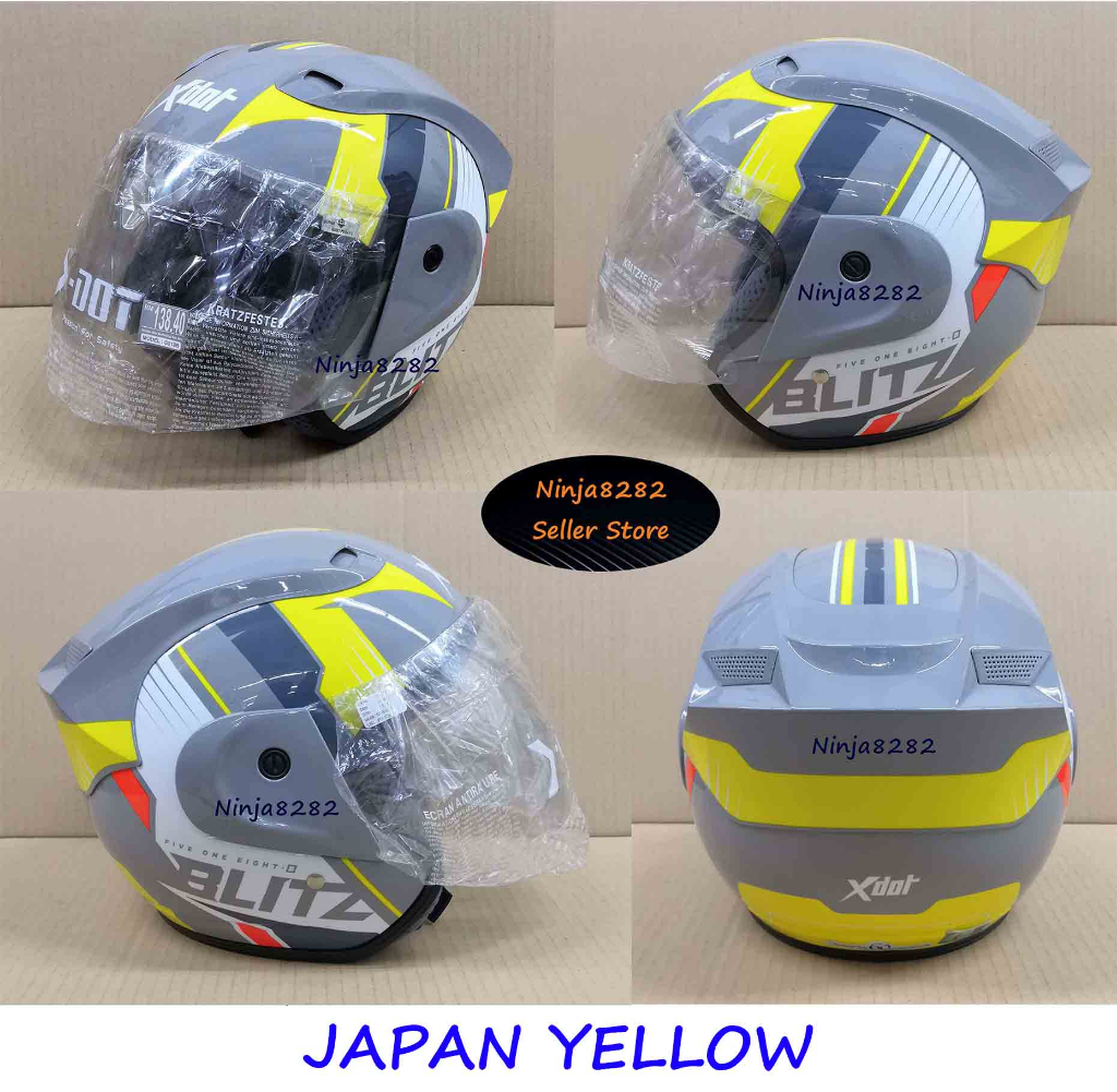 HELMET XDOT G518B BLITZ - JAPAN YELLOW (SIRIM APPROVED) KHI SWAN LTD ...