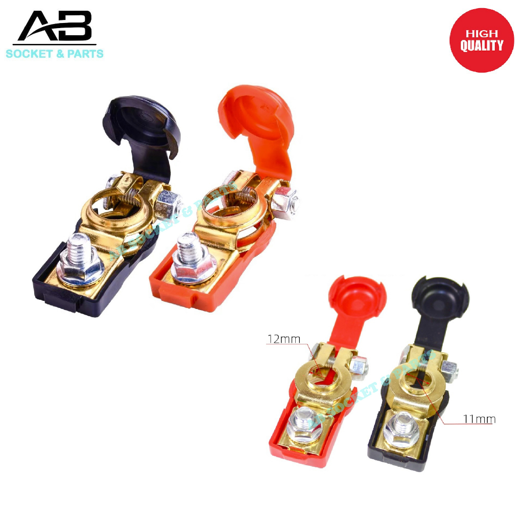Copper Car Battery Positive & Negative Terminals Clamp Clips Big Head ...