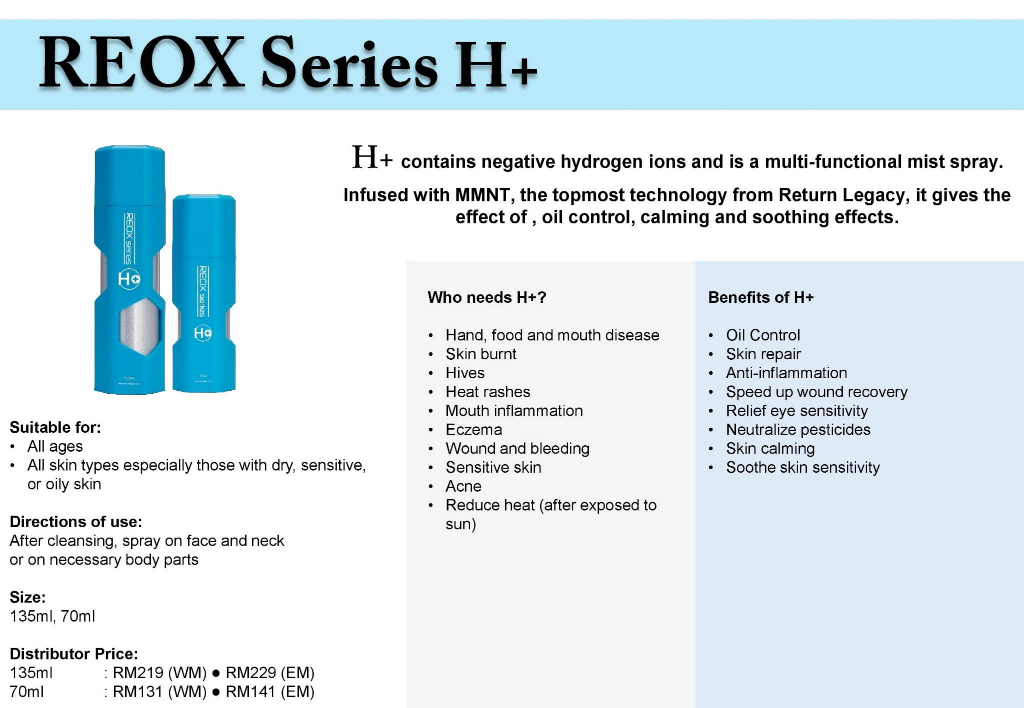 RETURNLEGACY 💯original 2° REOX Series H+ NEW 135ml hplus | Shopee Malaysia