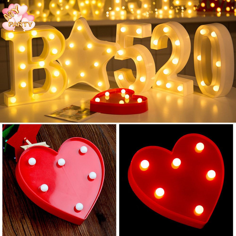LED English Letter Light Digital Modeling Light Photo Prop Decorative ...