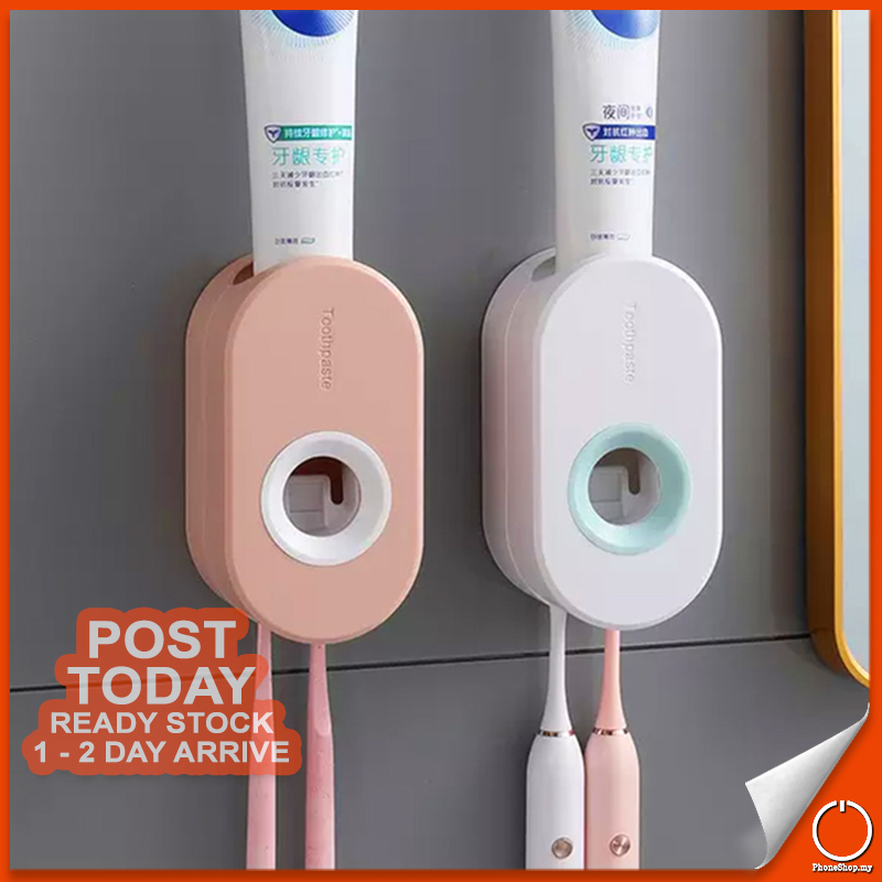 𝟐 𝐈𝐍 𝟏 Wall Mounted Automatic Toothpaste Squeezer Push Dispenser ...
