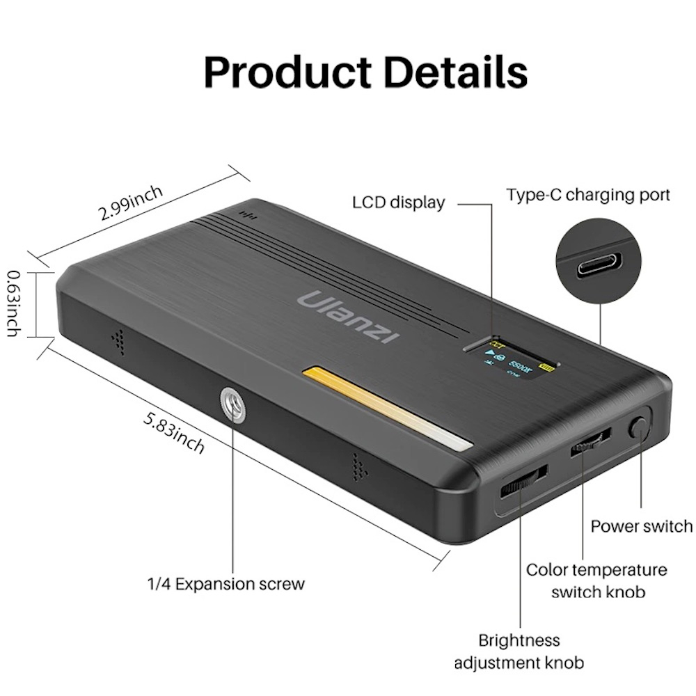 ULANZI VL200 5000mAh Bi-Color LED Video Light for DSLR Camera | Shopee ...