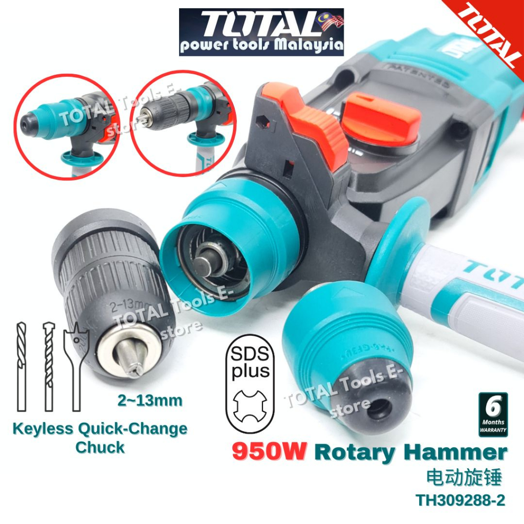 TOTAL NEW MODEL 950W Rotary Hammer SDS plus quick-change chuck ( 2 ...