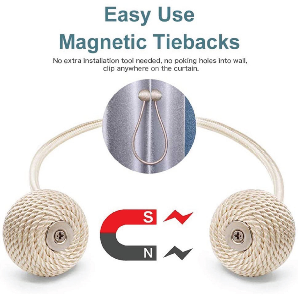 Magnetic Curtain Tiebacks Pearl Ball Design Tieback Rope Holdback ...