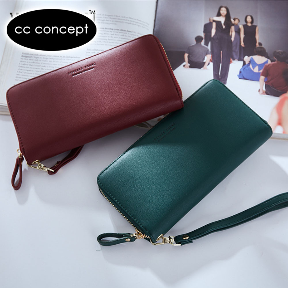 CC CONCEPT Women Long Zip Wallet Woman Purse Coins Card Holder Clutch ...