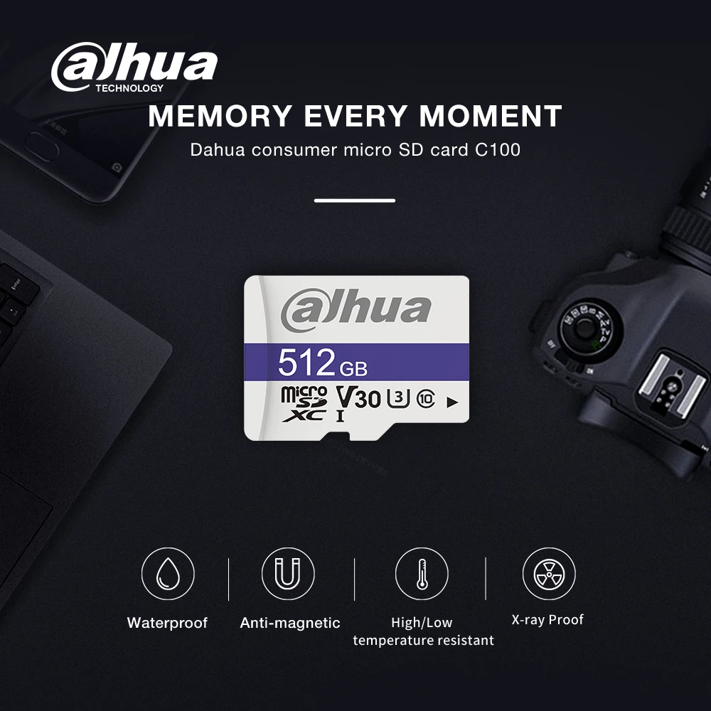 DAHUA C100 & P100 MicroSD UHS-I Class 10,U1,U3,V10,V30 Memory Card Read ...