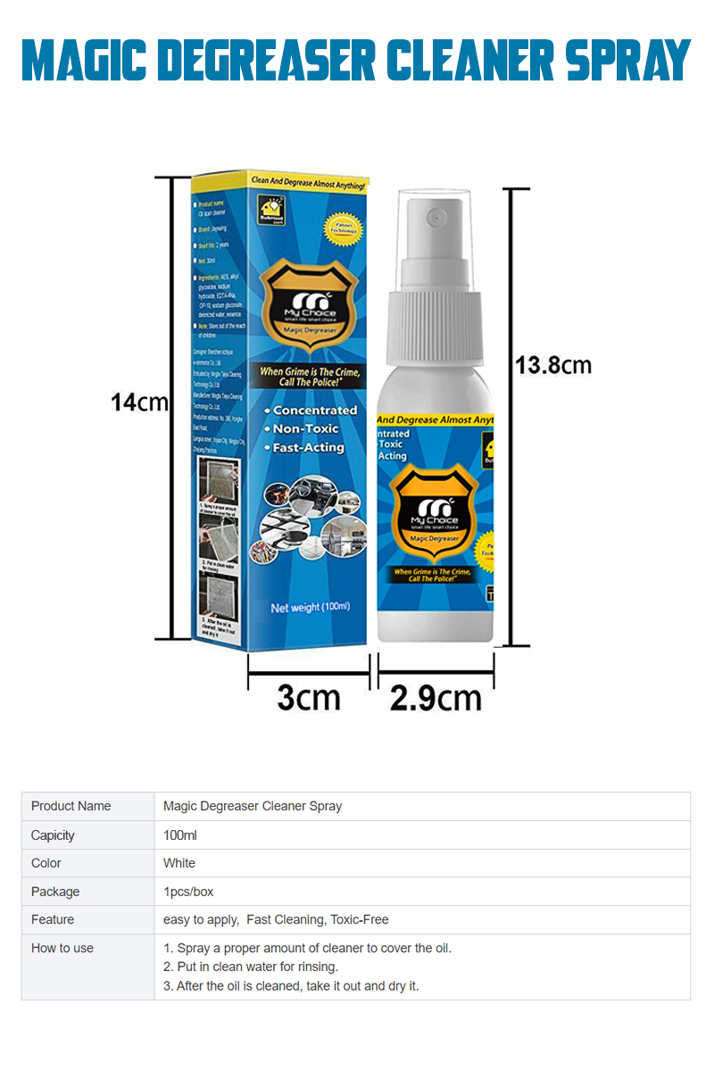 100ml Magic Degreaser Cleaner Spray Pan Rust Remover Stove Stain Dirt ...