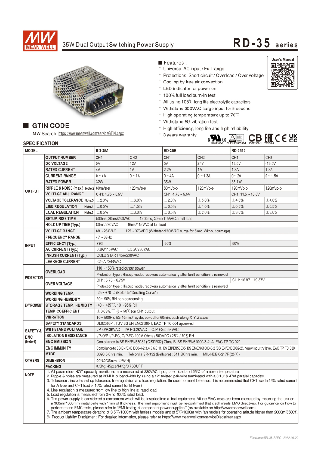 Mean Well RD-35A / 32W 5Vdc AC-DC 32-35W Dual output enclosed power supply ~Original | Shopee ...