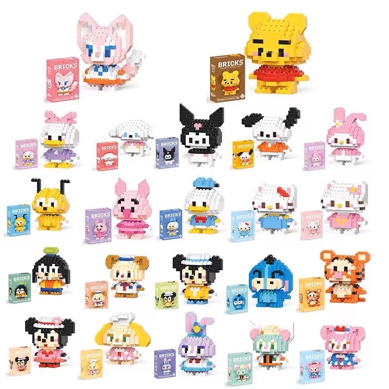 (WITH BOX)Nano blocks Cartoon Sanrio Pika Pokemon Minecraft Minifigures ...