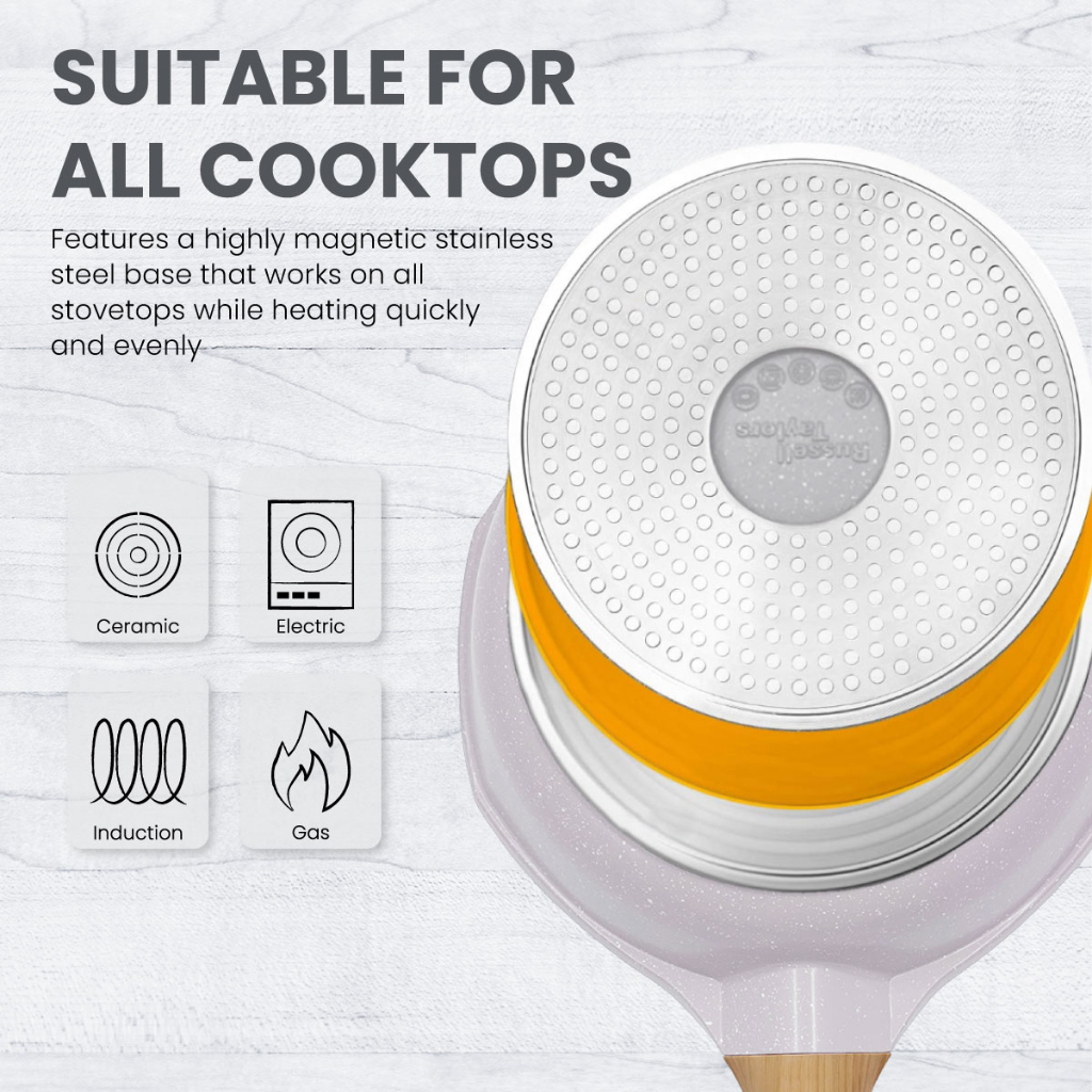 Russell Taylors Marble Non Stick Cookware Set - Fry Pan, Sauce Pan ...