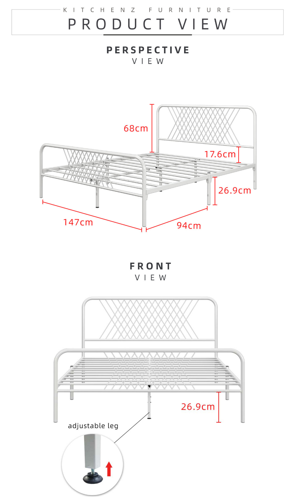 KitchenZ 3V Queen Bed Frame Katil Besi Katil Kayu Katil Murah Powder ...