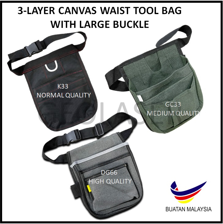 3 Layer Normal / Medium / Heavy Duty Duty Canvas Waist Nail Tool Pouch ...
