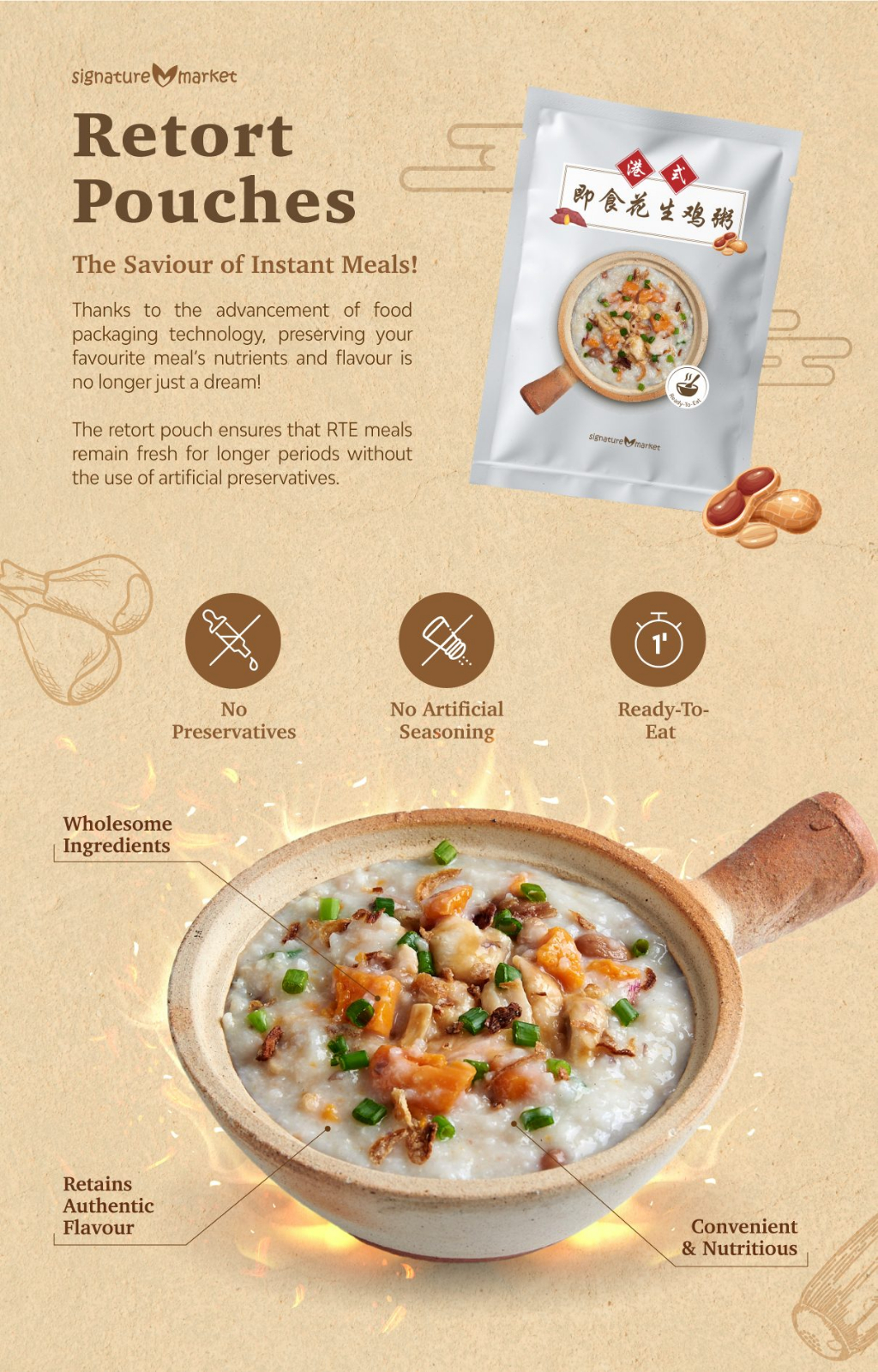 Signature Market Hong Kong Peanut Chicken Instant Congee (240g x 2 ...