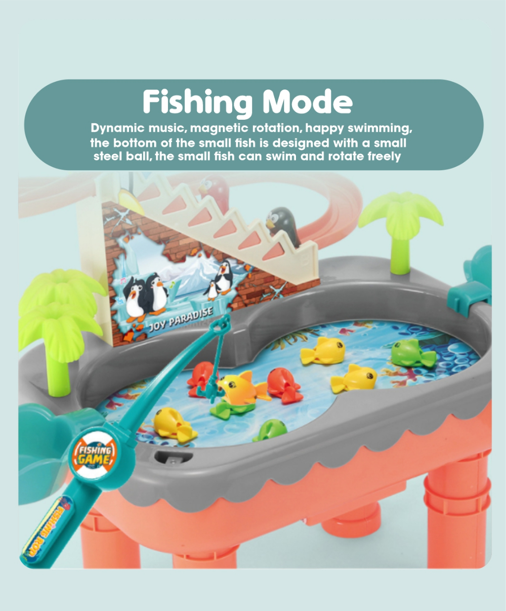 Magnetic Fishing Game Baby Penguin Race Sliding Track Montessori Toys ...