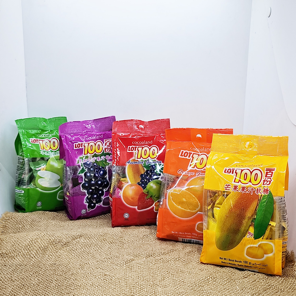 LOT 100 Fruity Gummy Candy (130g / Halal) Assorted, Apple, Orange ...