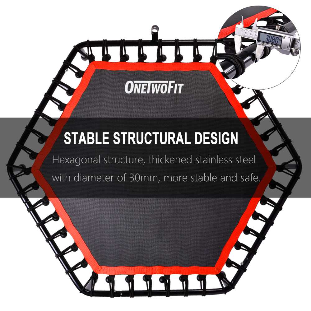 OneTwoFit Silent Trampoline with Adjustable Handle Bar Bungee Rebounder | Shopee Malaysia