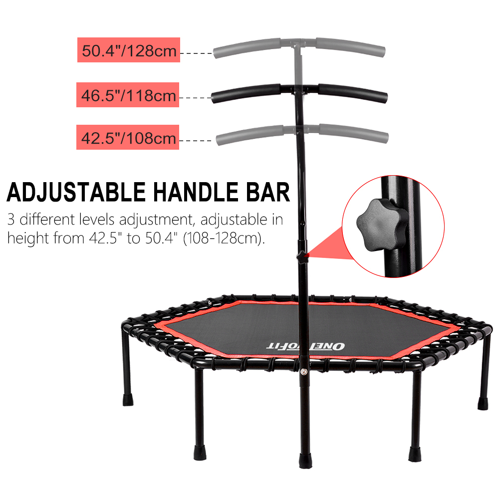 OneTwoFit Silent Trampoline with Adjustable Handle Bar Bungee Rebounder | Shopee Malaysia