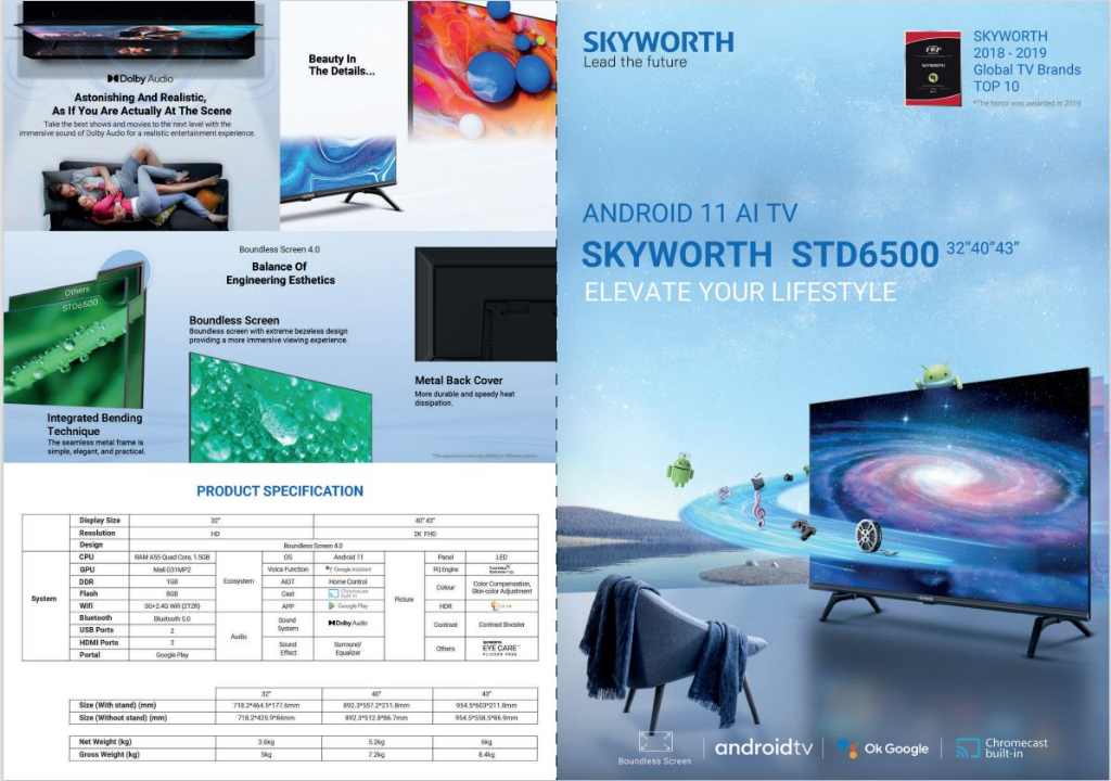 Skyworth 32 Inch 2K Android Smart TV 32STD6500 | Google Assistant ...