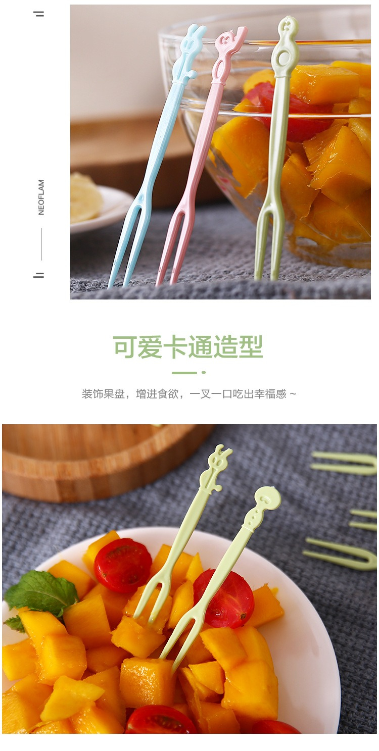 Disposable 50pcs Kids Small Fork Cute Cartoon Plastic Fork Fruit Pick ...