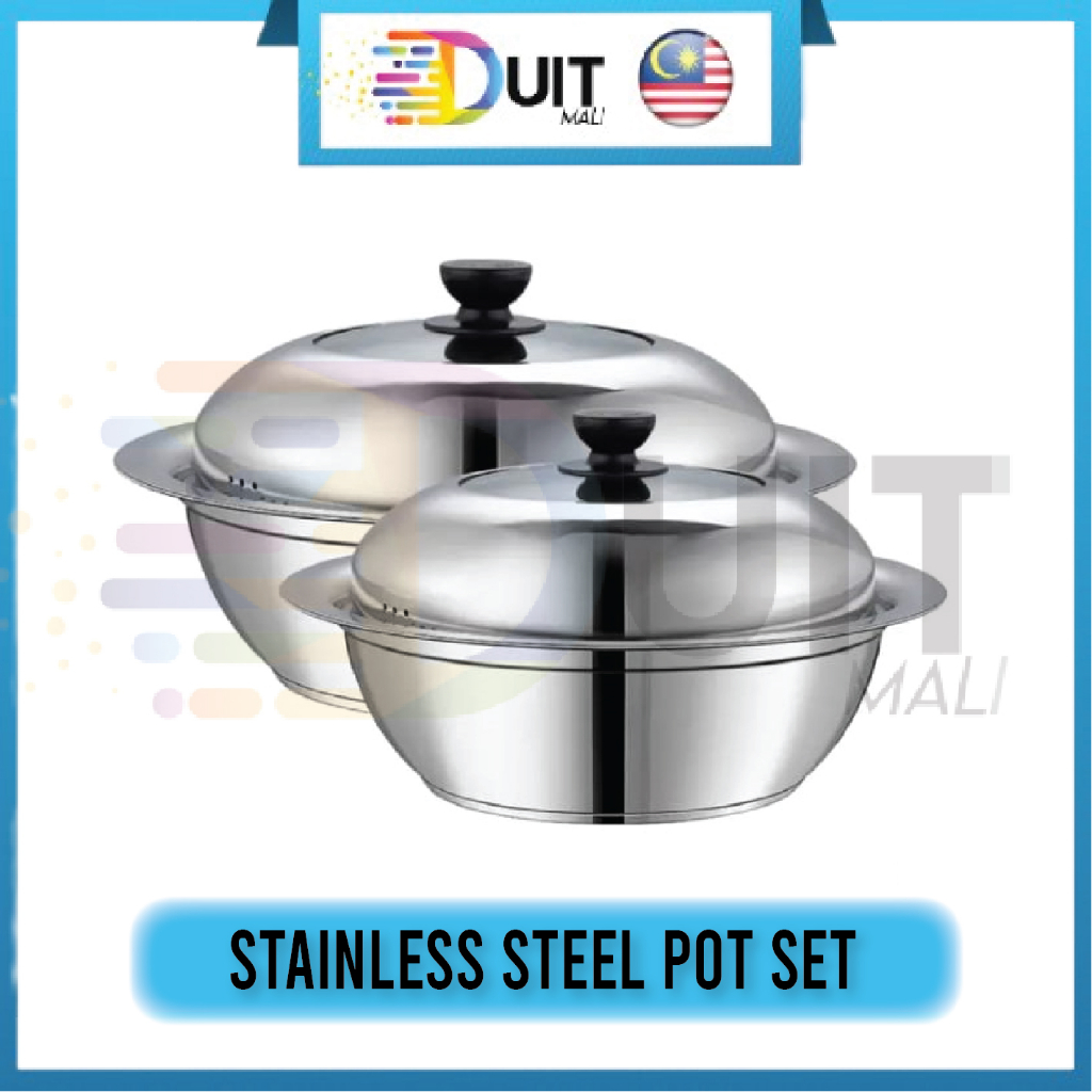 DM Stainless Steel Cooker Stock Pot Soup Dish Buffet Set Food Serving ...